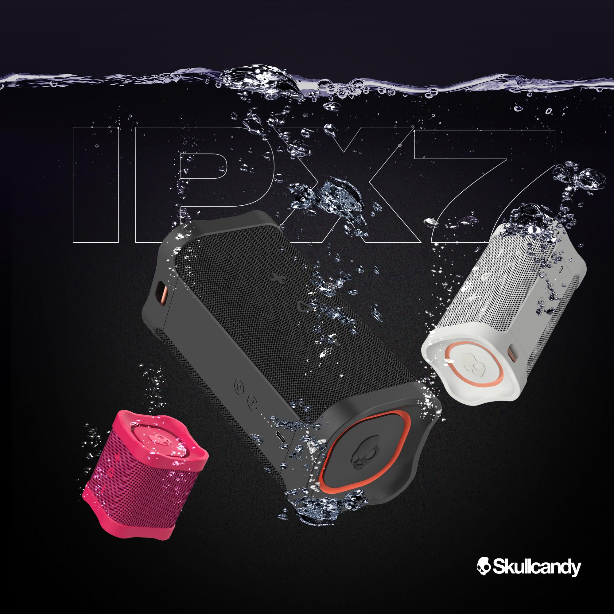 Skullcandy Terrain Mini Wireless Bluetooth Speaker - IPX7 Waterproof Portable with Dual Custom Passive Radiators, 14 Hour Battery, Nylon Wrist Wrap, & True Stereo