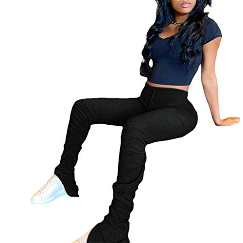 Women's Run Workout s Pants Gradient Yoga Sport Stacked Leggings Teen Sweatpants Black