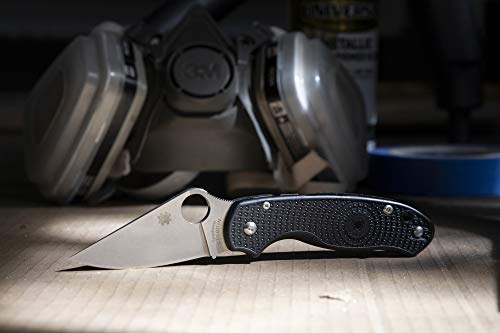 Spyderco Para 3 Lightweight Signature Folding Utility Pocket Knife with 2.92" Black Stainless Steel Blade and FRN Handle - Everyday Carry - PlainEdge - C223PBBK