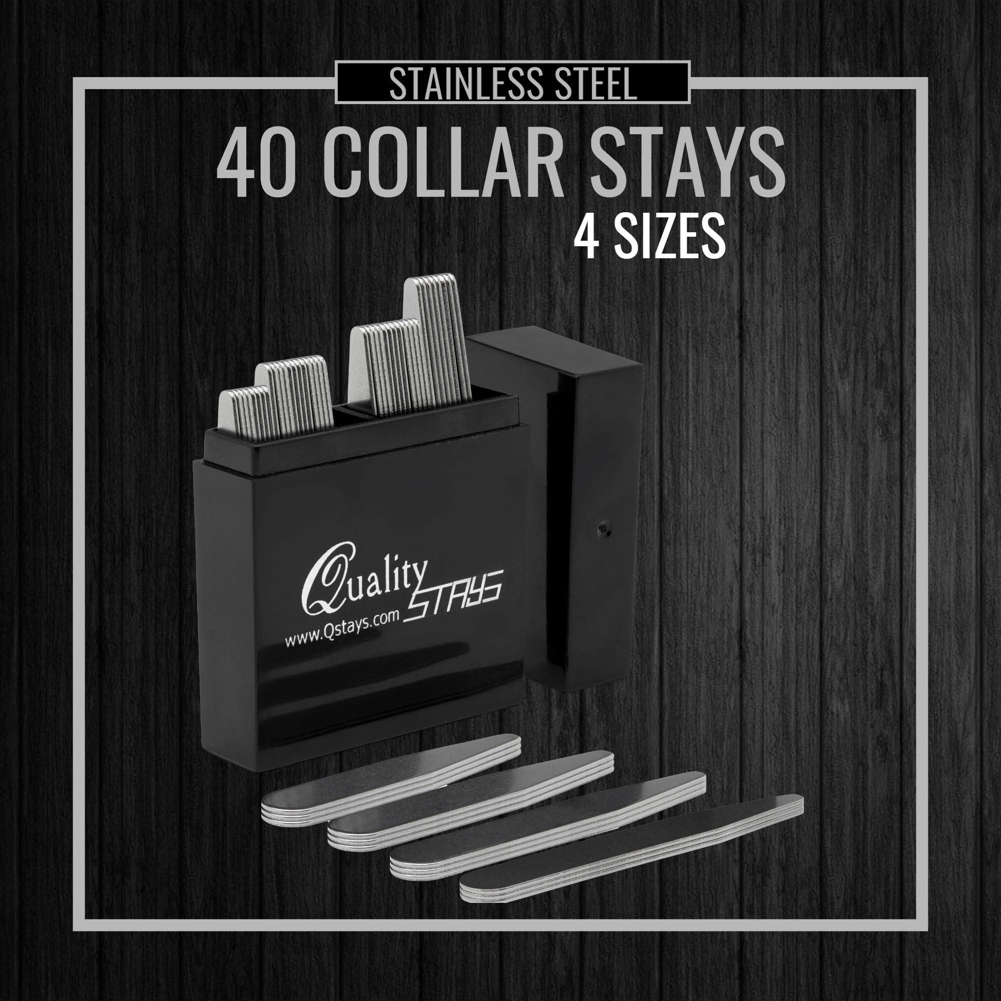 Quality Stays Metal Collar Stays for Men β 40 Collar Stays for Men's Dress Shirts - 4 Sizes