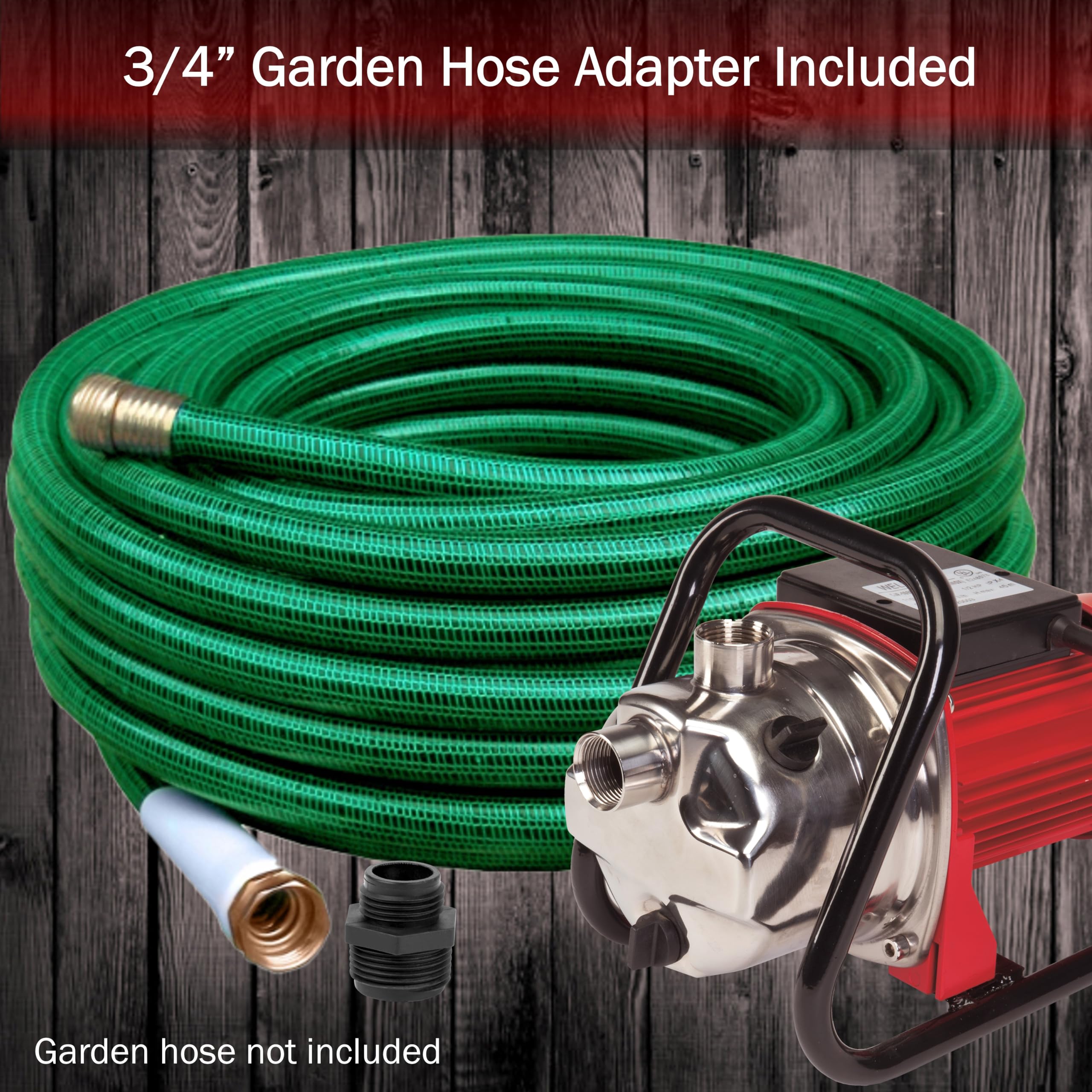 Red Lion RJSE-75SS 115 Volt, 3/4 HP, 11 GPM Stainless Steel Sprinkler Utility Pump with 8-ft. Cord, Red, 614432