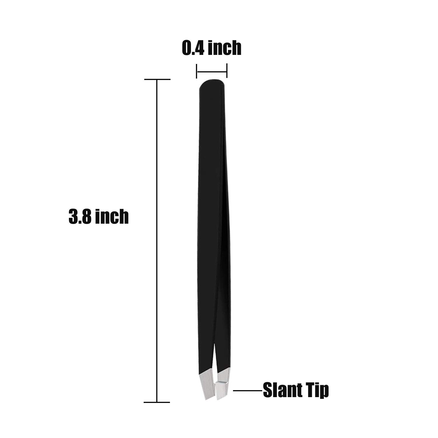 Slant Tweezers - Professional Stainless Steel Slant Tip,Precision Eyebrow Tweezers For Your Beauty(Single-Black)