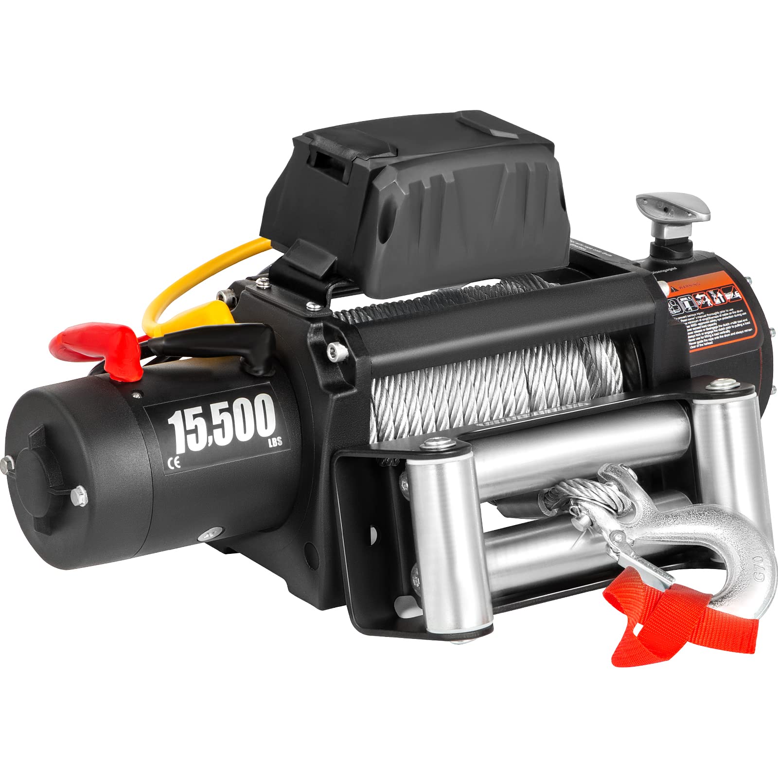 VEVOR Truck Winch 15500lb Load Capacity Cable Steel with Wireless Remote Control 12V Waterproof IP67