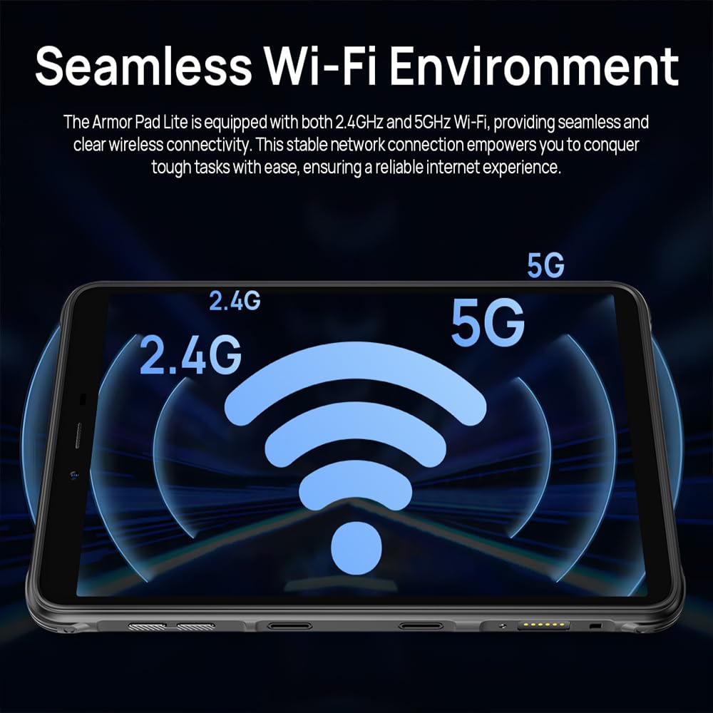 Ulefone Armor PAD Lite 2023 Rugged Tablet Android 13, 8 Inch Waterproof-Tablet, Octa Core 6GB+32GB 256GB Expandable,7650mAh Industrial Tablet PC, IP68&IP69K Tablets, 2.4G/5G WiFi Tablet,OTG,GPS,NFC