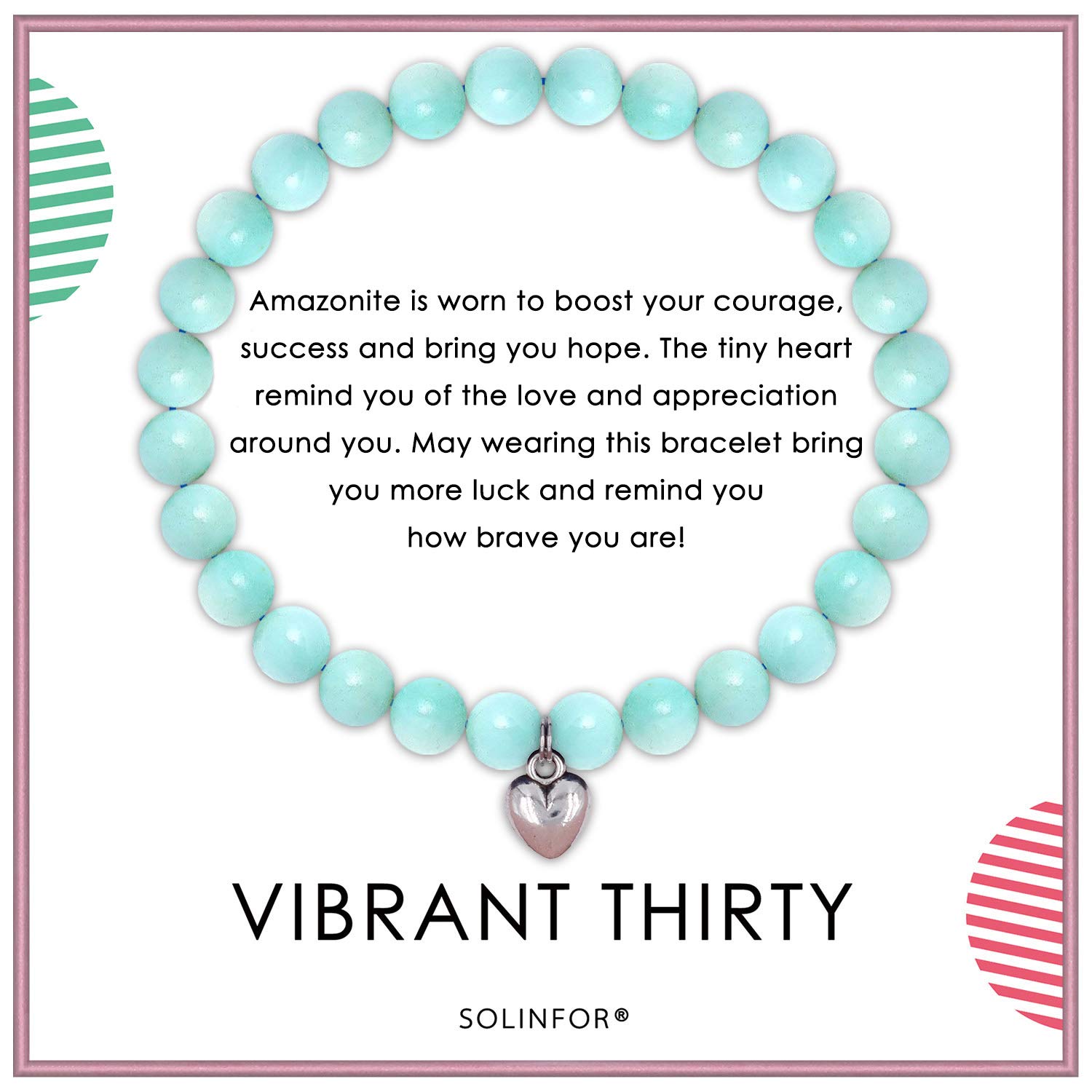 SOLINFOR 30th Birthday Gifts for Women - Amazonite Beads Bracelet - 30 Years Old Jewelry Gift Idea for Her