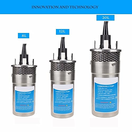 XuuSHA Hand Bilge Pump 12v/24v Large Flow Lift 70m Mini Submersible Solar Energy Water Pump Bilge Pump Automatic (Voltage : 12V 8L min)