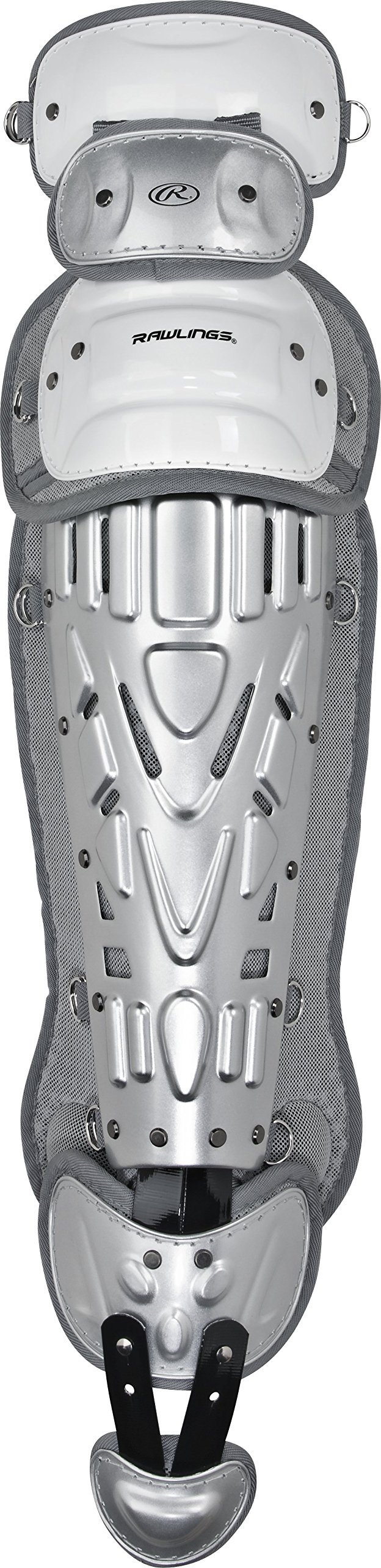 Rawlings | VELO Catcher's Leg Gaurds | Baseball | Intermediate 15.5" | White/Silver