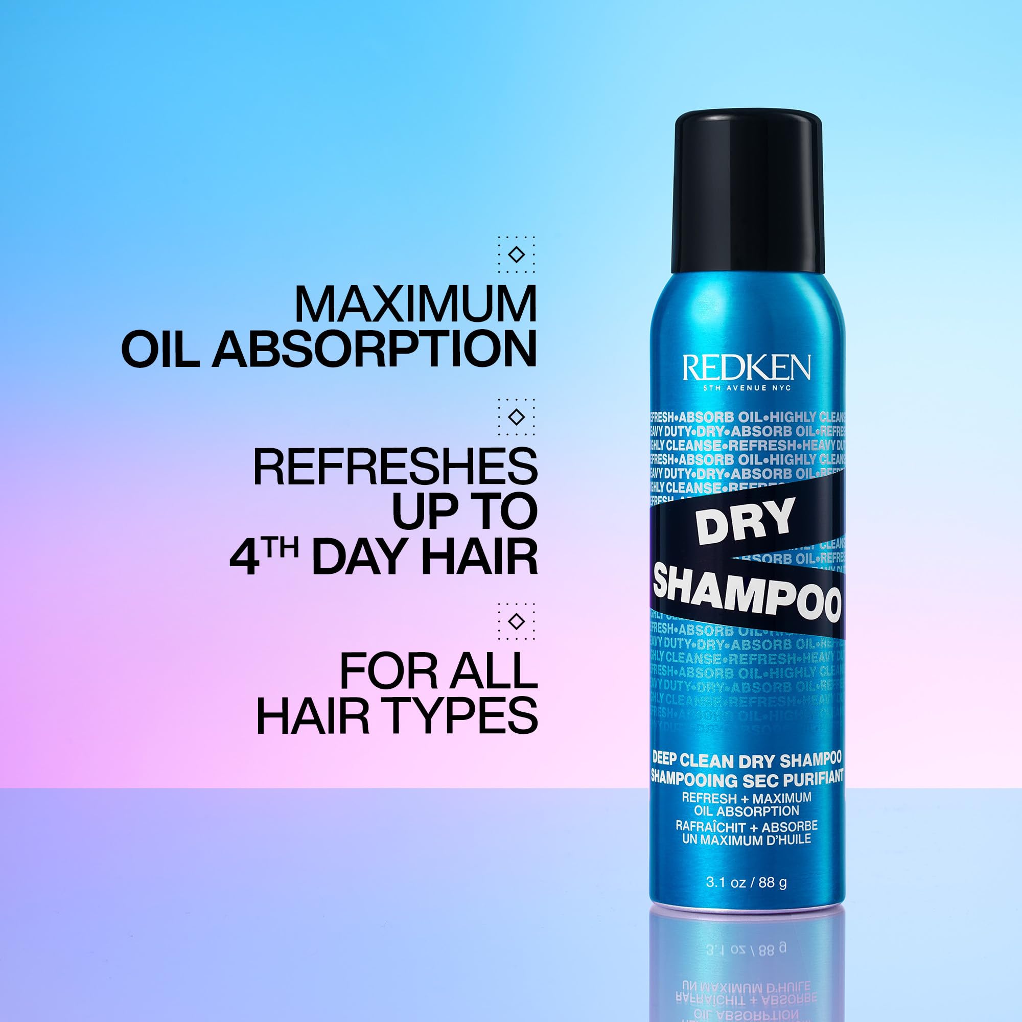 REDKEN Dry Shampoo, Instantly Refreshes Hair and Absorbs Oil Between Washes, For All Hair Types, Deep Clean, 91 g