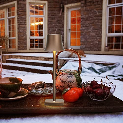 SHANGCAI LED Desk Lamp Cordless Table Light, Rechargeable Battery Powered 3 Levels Brightness Dimmable for Outdoor Portable Hotel Restaurant Dining Study Tables Lamps Brown