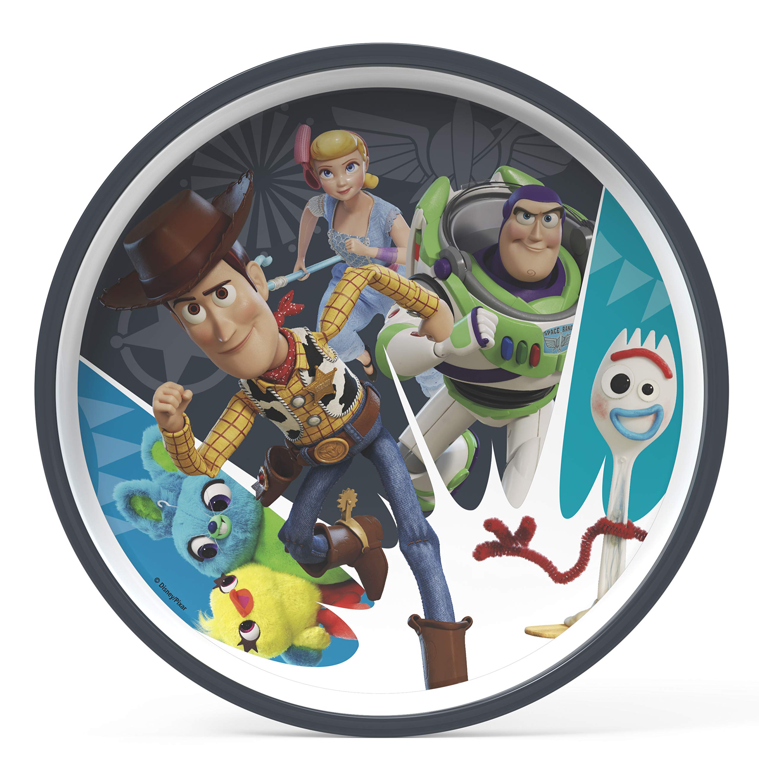 zak! Disney and Pixar Toy Story 4 - 5-Piece Dinnerware Set - Durable Plastic & Stainless Steel - Includes Water Bottle, 8-Inch Plate, 6-Inch Bowl, Fork & Spoon - Suitable for Kids Ages 3+