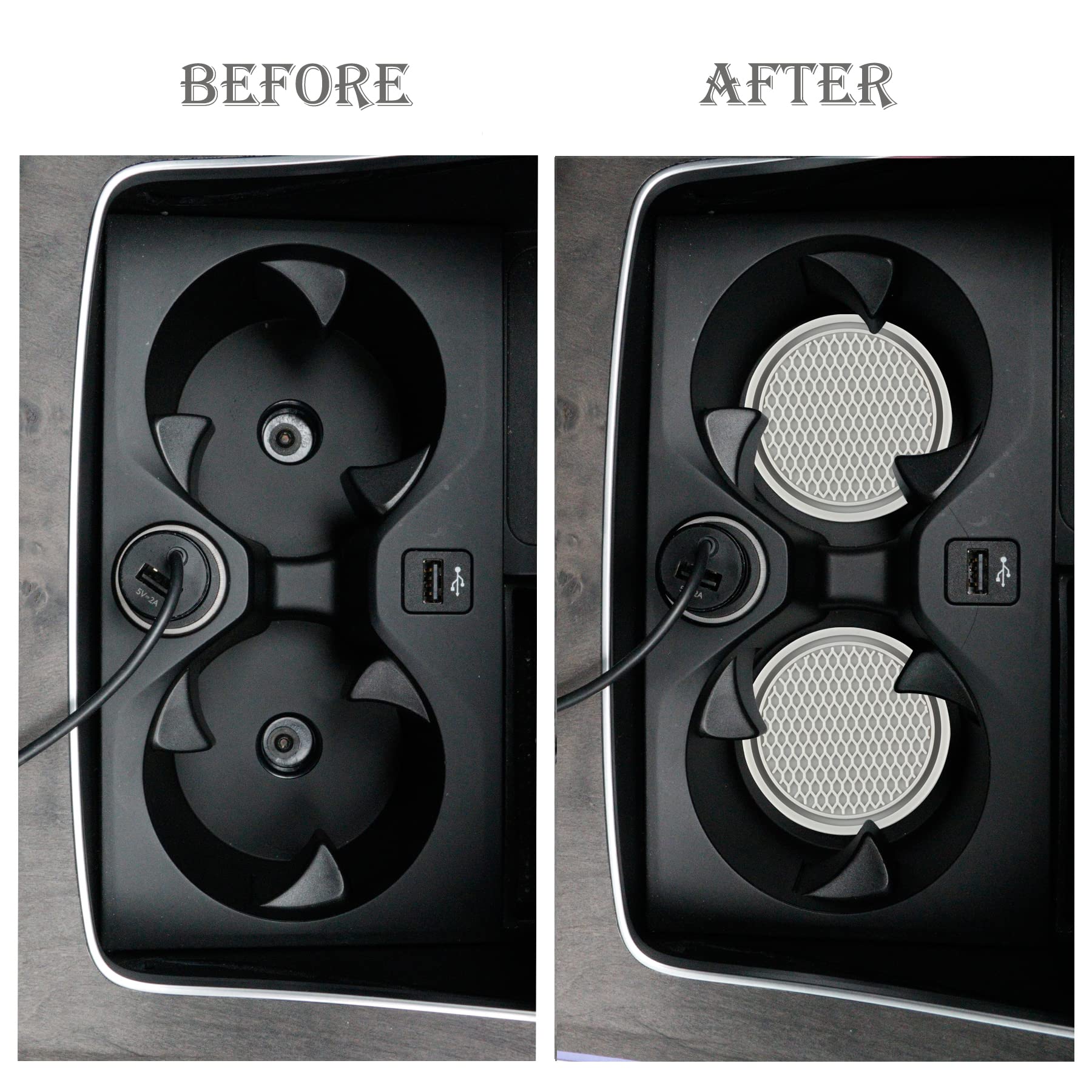 SINGARO Car Cup Coaster, 4PCS Universal Non-Slip Cup Holders Embedded in Ornaments Coaster, Car Interior Accessories, Gray