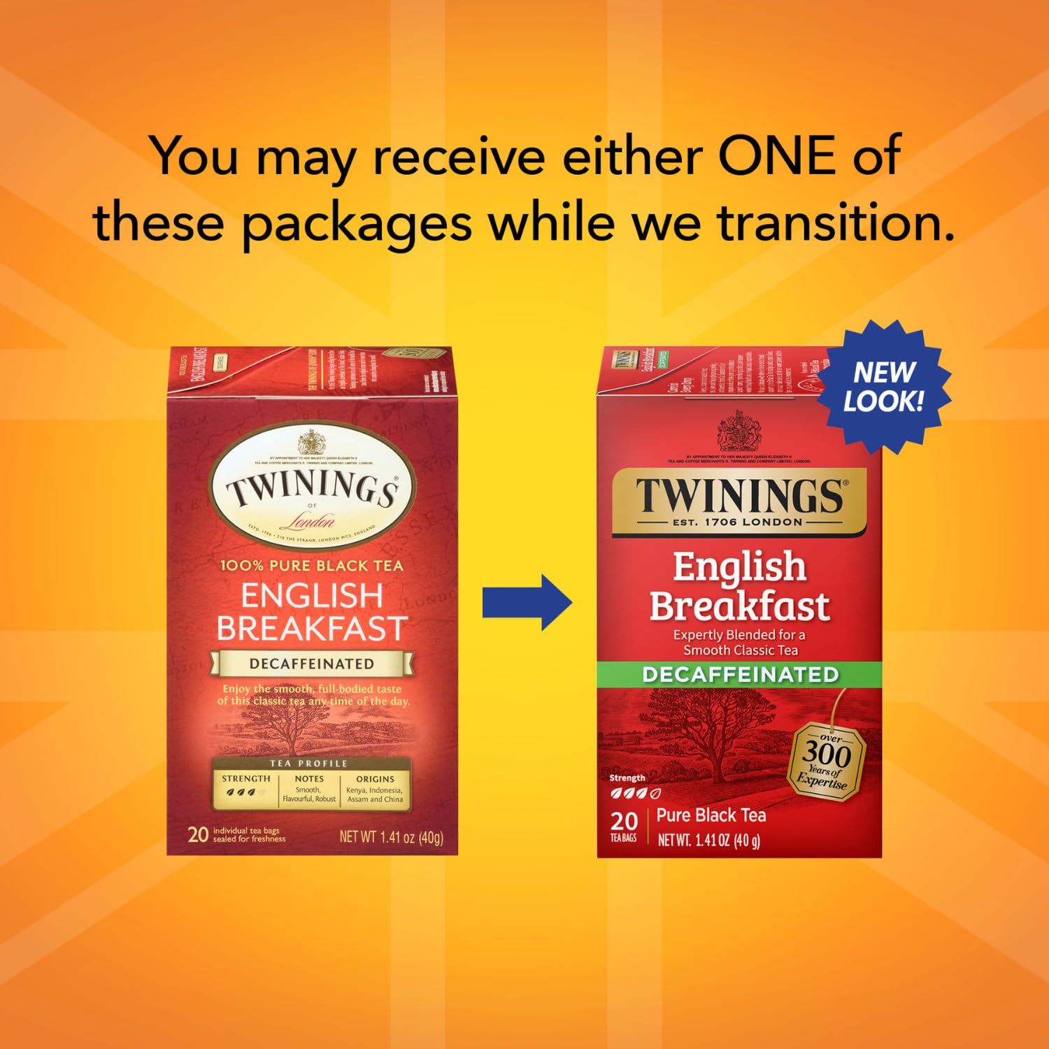 Twinings English Breakfast Decaffeinated Tea, Decaf Black Tea Bags Individually Wrapped, 20 Count Ea (Pack of 3)