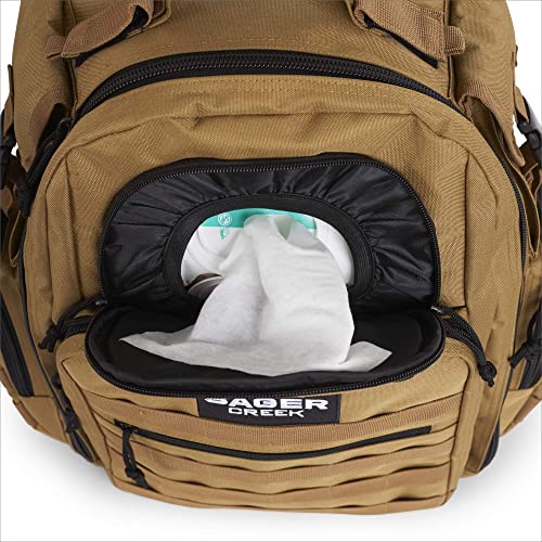 Sager Creek Dad Diaper Bag Backpack with Changing Pad. Waterproof Military Diaper Backpack for Men w/Insulated Compartment (Brown)