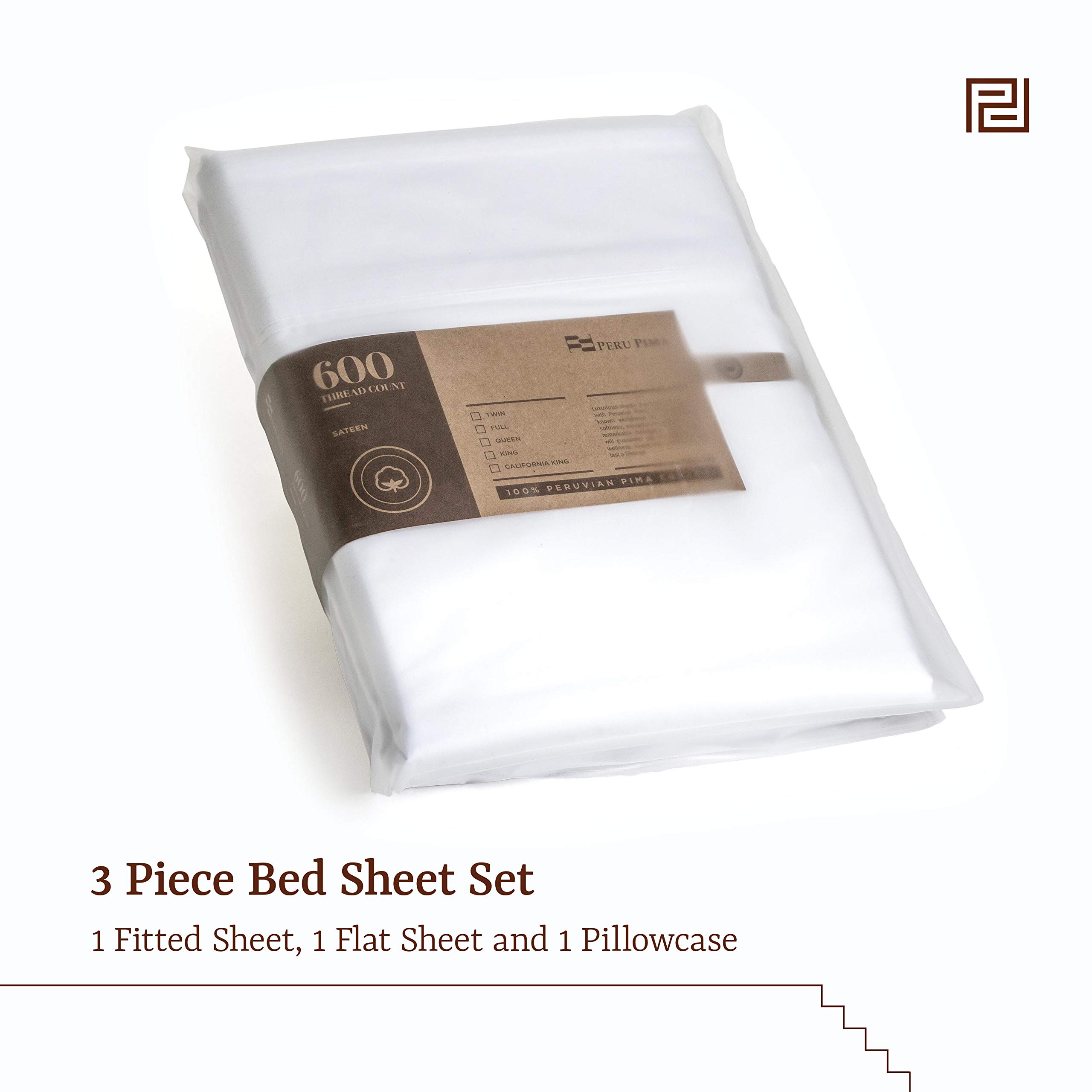 Peru Pima - 600 Thread Count Sateen - 100% Peruvian Pima Cotton - King Bed Sheet Set, Slate