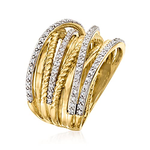 Ross-Simons 0.25 ct. t.w. Diamond Highway Ring in 18kt Yellow Gold Over Sterling Silver. Size 7