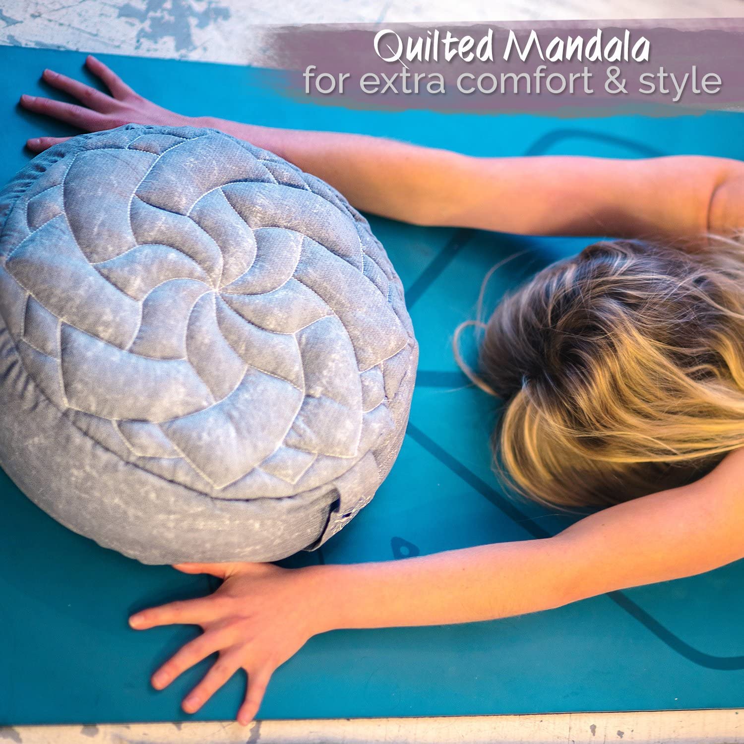 Zenjara Zafu and Zabuton Yoga Meditation Cushion Set | Cloud Grey | Plush and Firm | 100% Cotton Machine Washable Mandala Coversā¦