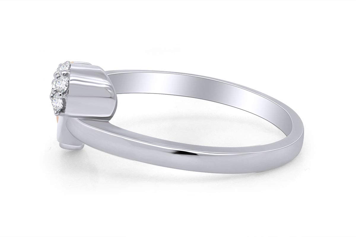 Round White Natural Diamond Accent Mic & Music Note Two Tone Ring 14k White Gold Over Sterling Silver