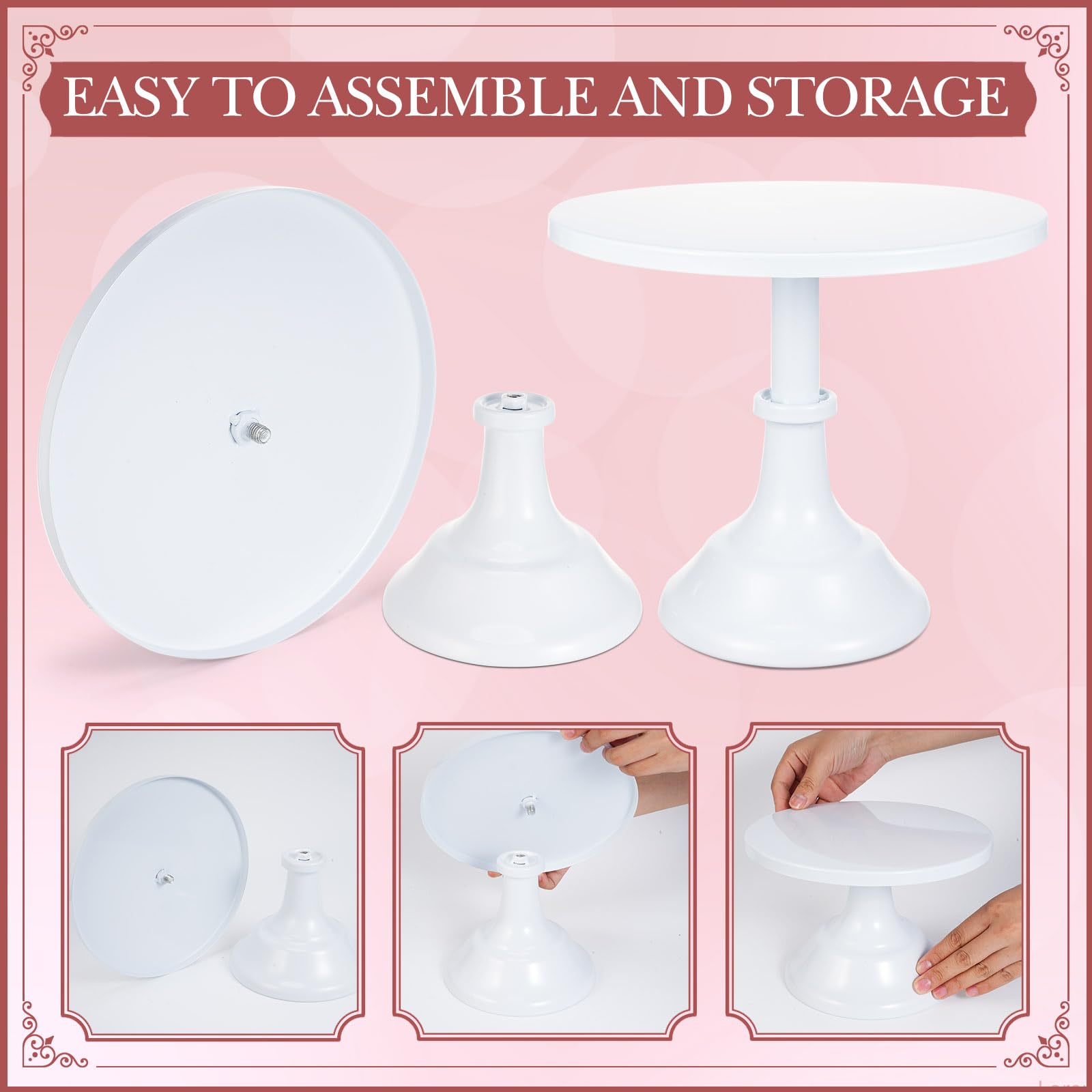 Umigy 6 Pcs White Cake Stand Sets for Dessert Table Display 8/10/12 Inch Metal Cake Stands Round Cupcake Holder for Wedding, Birthday, Party, Graduation, Baby Shower