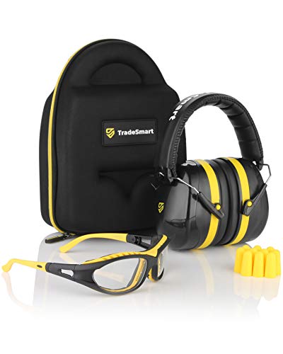 TradeSmart All-in-One Gun Range Safety Duo Kit, Yellow & Pink Ear and Eye Protection Kit for Men & Women, U.S. Certified