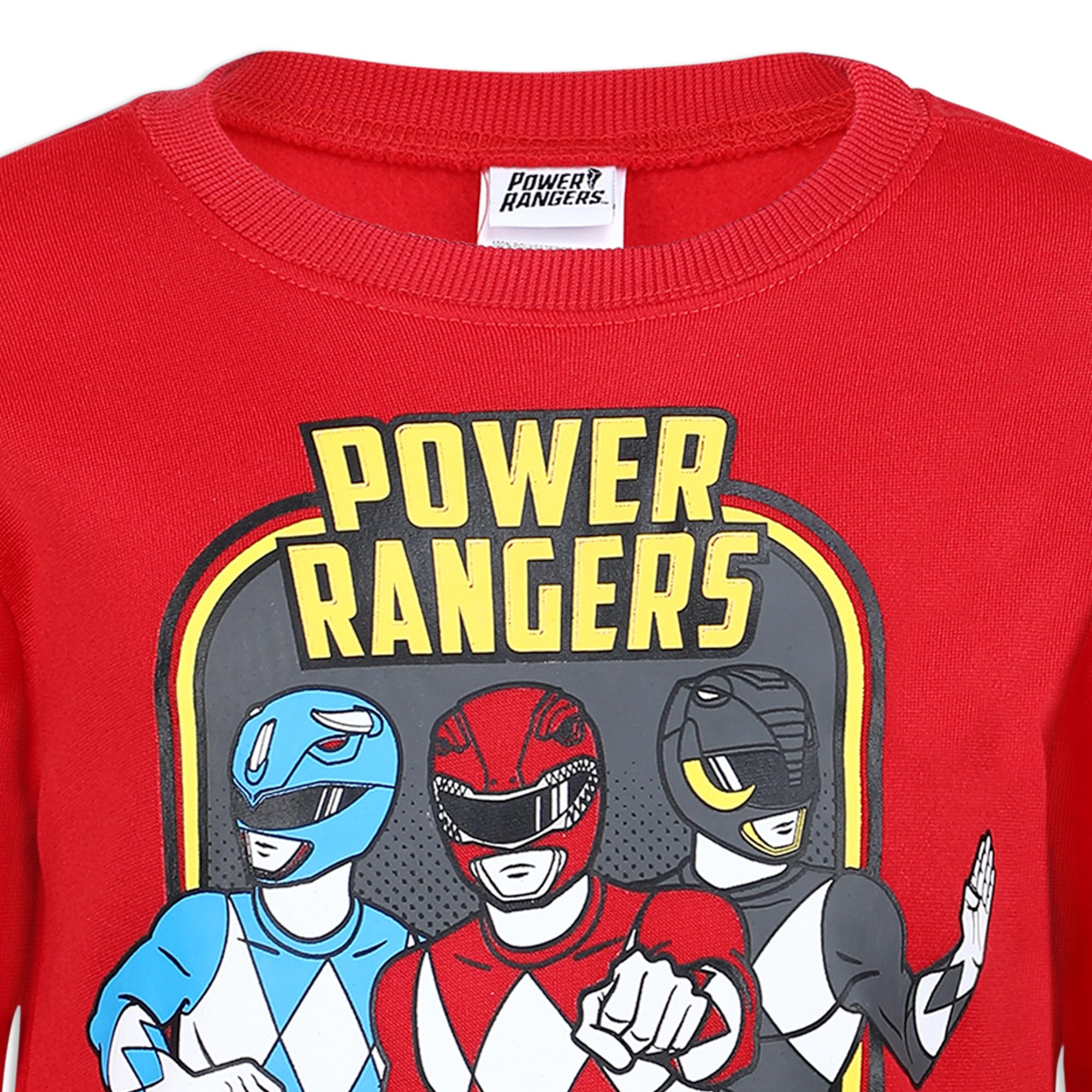 Power Rangers Morphin Red Ranger, Blue Ranger, and Grey Ranger Boys Pullover Sweatshirt and Pants Set for Little Kids – Red
