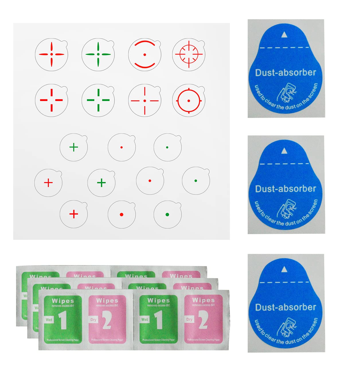 Weska FPS Games FastScope No Scope Monitor Decal for PC, Mobile Phone, Switch, Xbox, PS5, PS4 - Reusable Transparent Aim Sight Assist Decals (18pcs in 2 Colors 8 Designs)