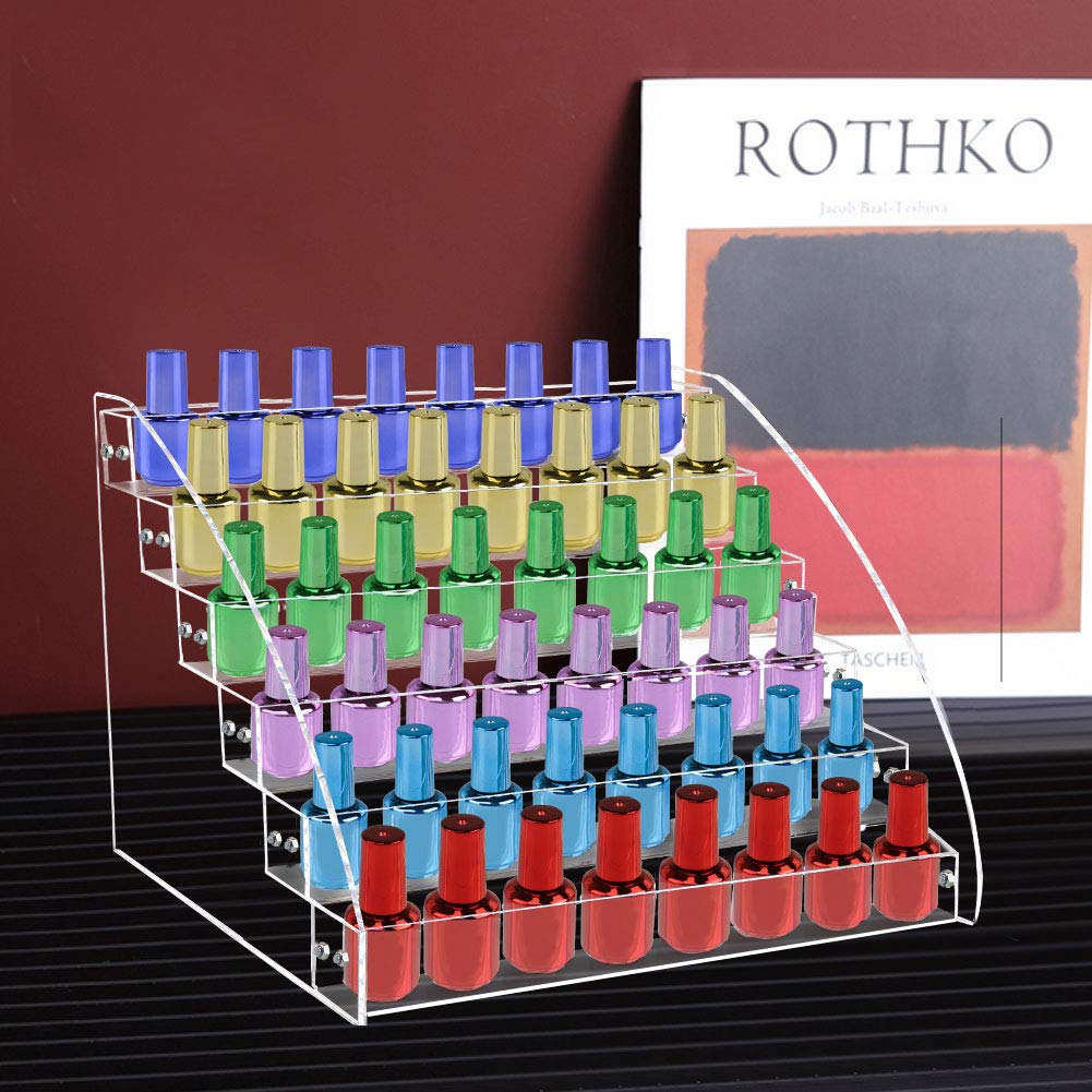 Tasybox Acrylic Nail Polish Holder Organizer Rack, Clear Essential Oils Storage Nail Varnish Display Stand, 6 Tier