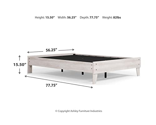 Signature Design by Ashley Shawburn Modern Farmhouse Platform Bed, Queen, Whitewash