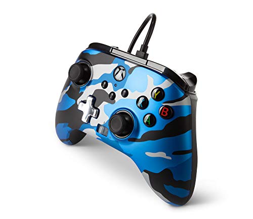 PowerA Enhanced Wired Controller for Xbox Series X|S - Metallic Blue Camo, gamepad, wired video game controller, gaming controller, Officially Licensed for Xbox