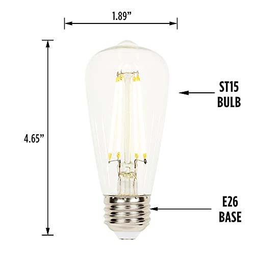 Westinghouse 4518600 4.5 Watt (40 Watt Equivalent) ST15 Dimmable Clear Filament LED Light Bulb, Medium Base