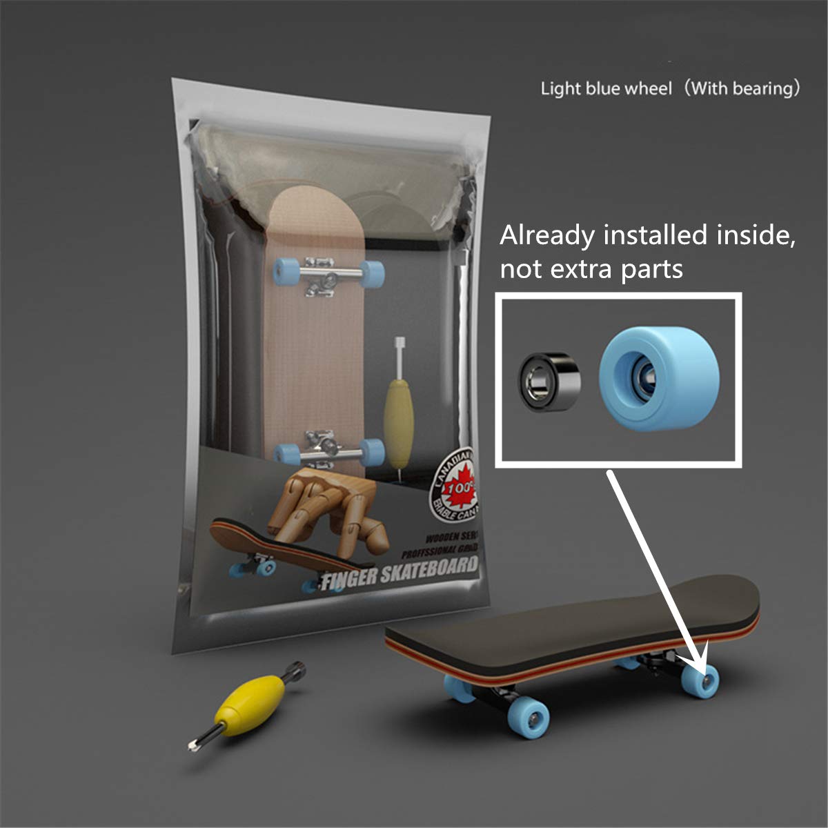 WANGYUMI Finger Skateboard Wooden Fingerboard Toy Professional Stents Finger Skate Set