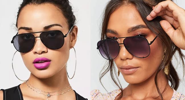 SORVINO Aviator Sunglasses for Women Classic Oversized Sun Glasses UV400 Protection(Black/Black