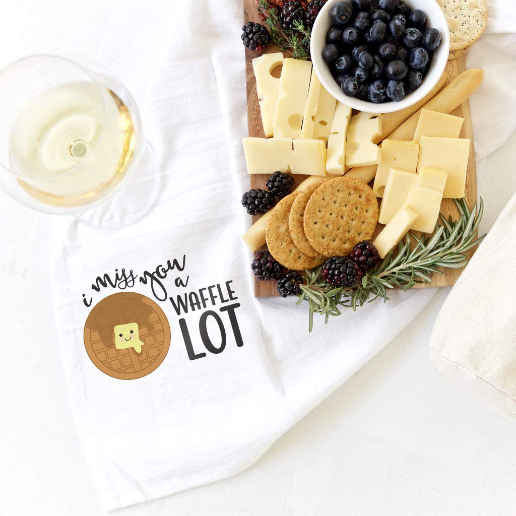 The Cotton & Canvas Co. I Miss You A Waffle Lot Soft and Absorbent Kitchen Tea Towel, Flour Sack Towel and Dish Cloth