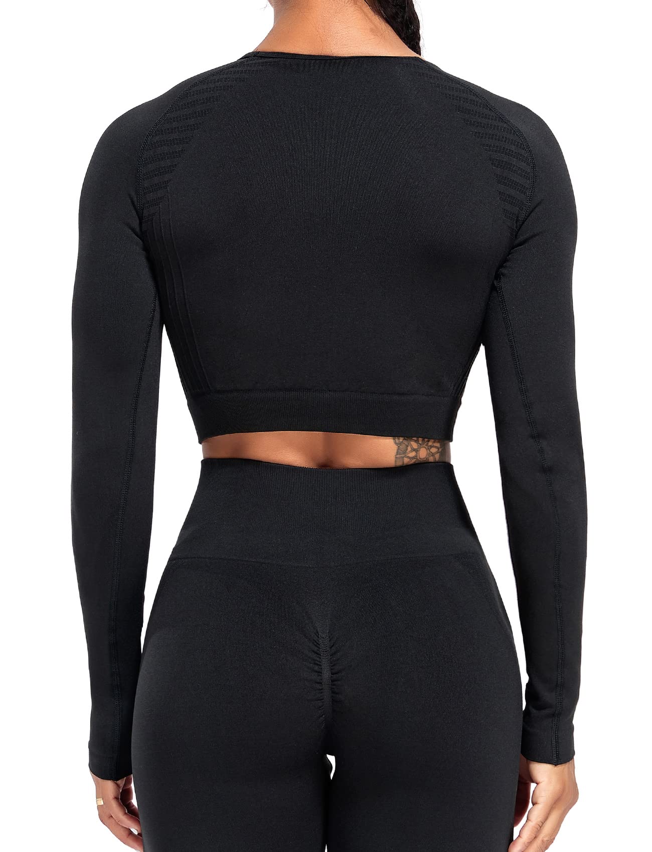Women's Yoga Gym Crop Top Compression Workout Athletic Long Sleeve Shirt M