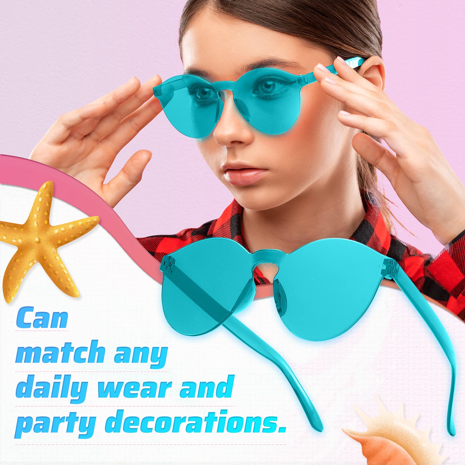 RTBOFY 10 Pairs Rimless Round Party Sunglasses Colored Glasses Transparent Round Retro Sunglasses Halloween Sunglasses…