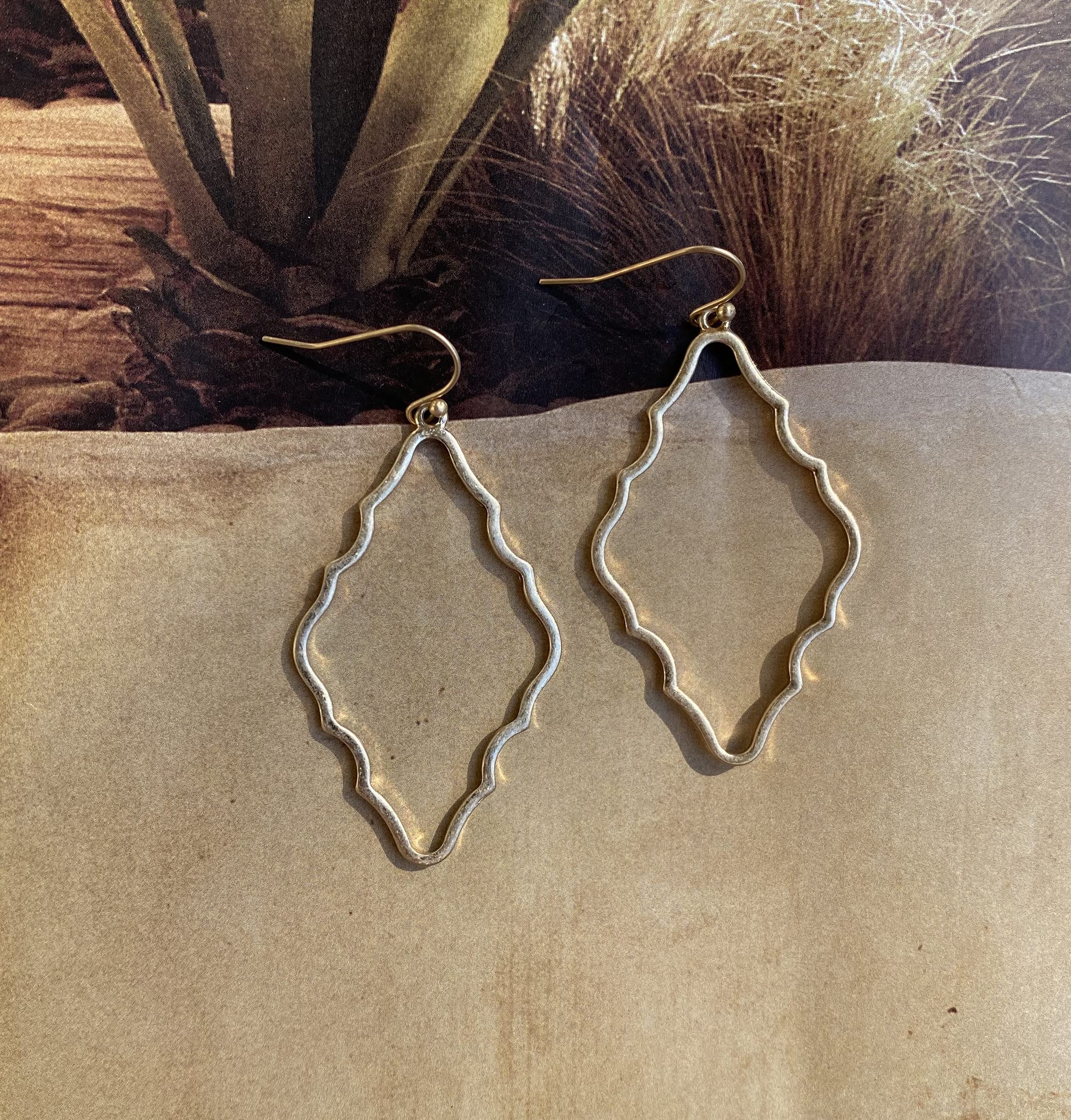 POMINA Lightweight Simple Basic Geometric Gold Dangle Drop Earrings Open Gold Teardrop Earrings for Women (A) Worn Gold)