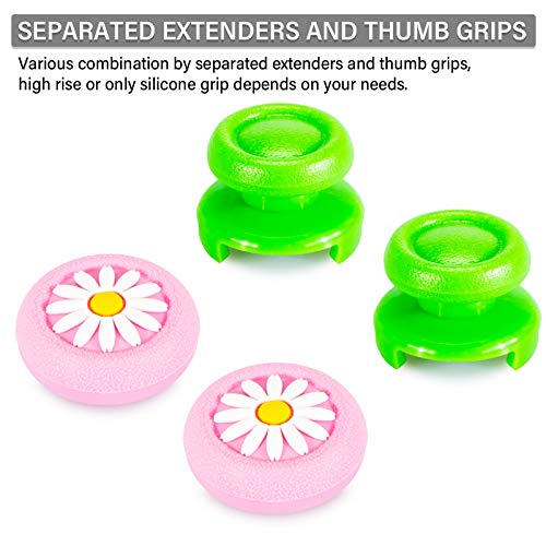 Playrealm FPS Thumbstick Extender & 3D Texture Rubber Silicone Grip Cover 2 Sets for Xbox Series X/S & Xbox One Controller(Daisy Coral)