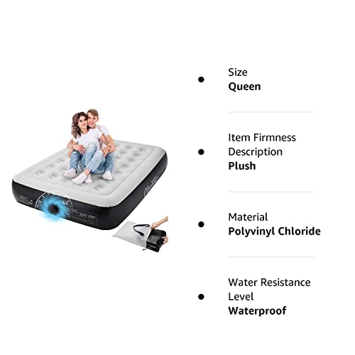 OlarHike Queen Air Mattress with Built in Pump,Inflatable Blow Up Airbed with Storage Bag,13" High Speed Inflation Black, Camping Accessories, Travel and Guests & Indoor