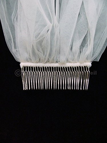 SAMKY 1T 1 Tier Rhinestones Crystal Edge Wedding Veil - Light Ivory Fingertip Length 36" V328
