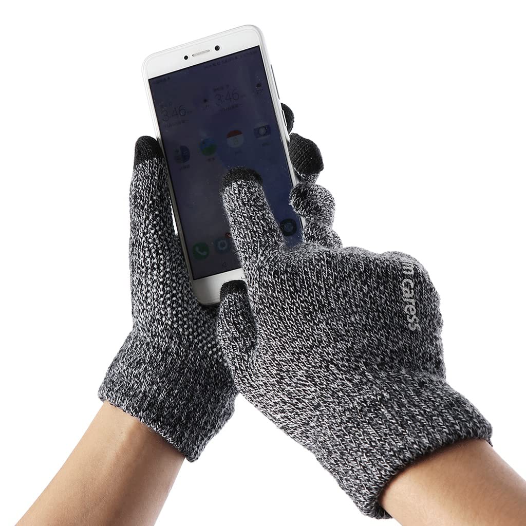 TJLSS Winter Men Women Touch Screen Thicken Gloves Warm Stretch Wool Knitted Full Finger Classic Mittens Non-Slip (Color : B, Size : One Size)