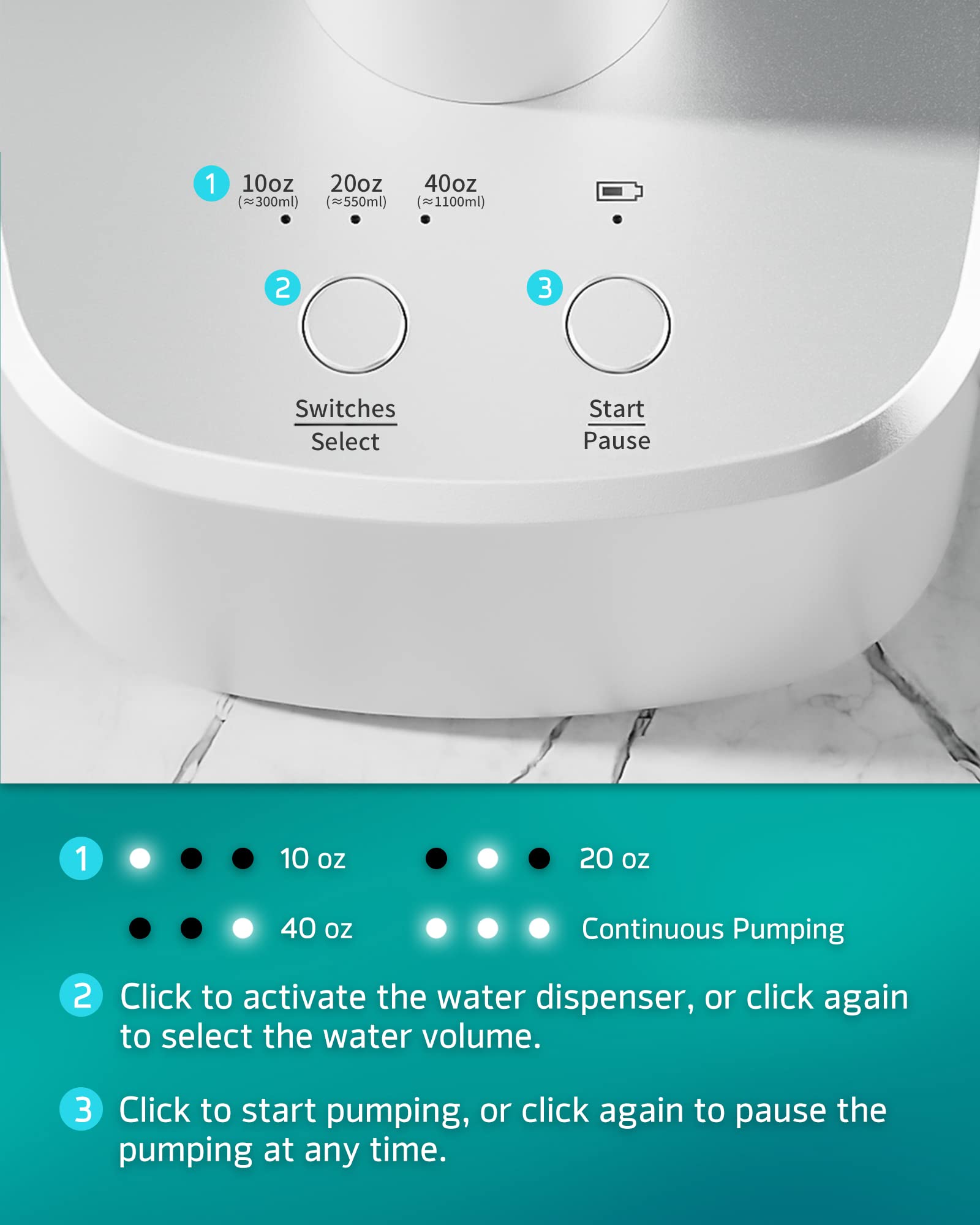 Water Dispenser for 5 Gallon Bottle - Intelligent Desktop Water Bottle Dispenser, Dual-Purpose Automatic Water Pump for Universal Bottle, Water Jug Dispenser Suitable for Home, Office, Outdoor
