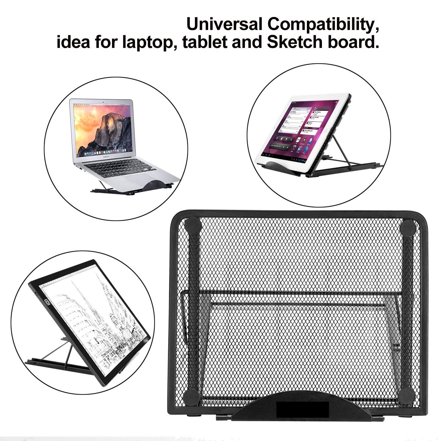 WUXINGMEILI 13.4x11.6inch Large Stand Ventilated Adjustable Light Box Laptop Pad Stand, Multifunction Tracing Holder for Ipad A3 A4 LED Tracing Light Pad Tablet Tracer
