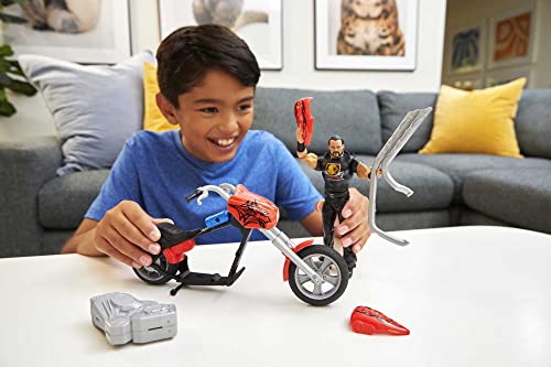 WWE Wrekkin Slam Cycle Motorcycle (10.5 in) with Wheelie Action and 9 breakable parts, with 6-in/15.24-cm Drew McIntyre Basic Action Figures; Gift for Ages 6 Years Old & Up