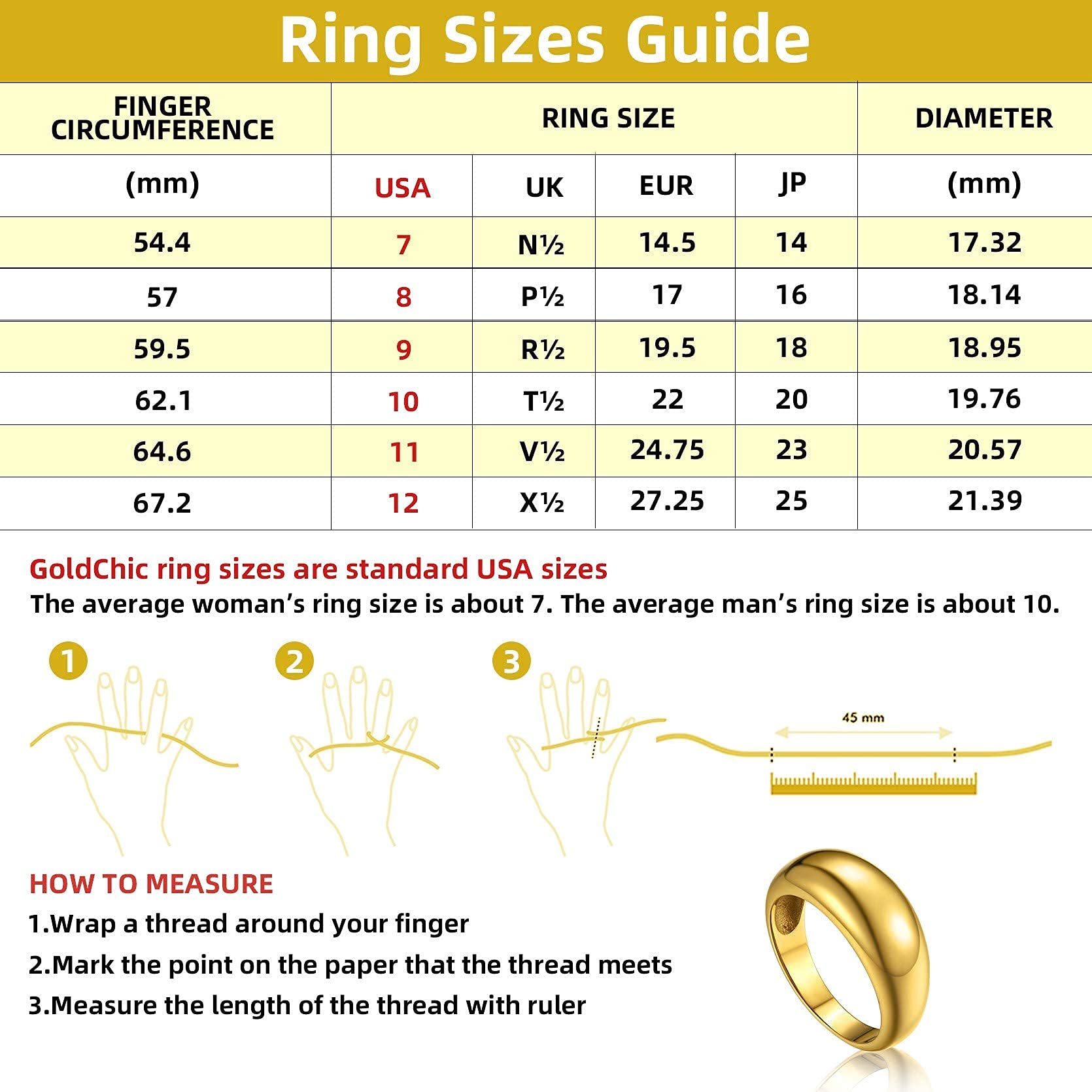 Sewens 3PCS 18k Gold Plated Croissant Braided Twisted Signet Chunky Dome Ring Stacking Band for Women Jewelry Minimalist Statement Ring