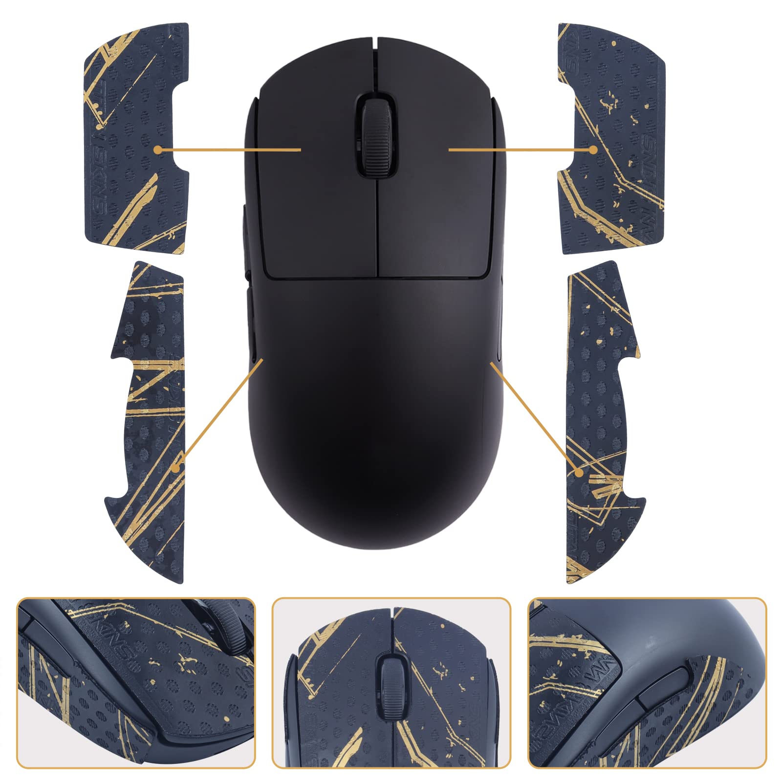 Wunzkii Mouse Grip Tape for Logitech G Pro Wireless, Anti-Slip Non-Fading Gaming Mouse Skin Sweat Resistant, Easy to Use, Self-Adhesive Design, Pre-Cut
