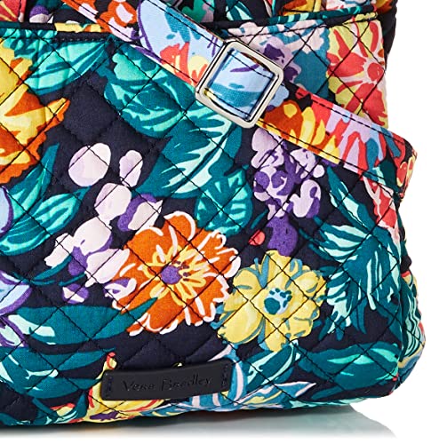 Vera Bradley Women's Cotton Mini Multi-compartment Crossbody Purse, Happy Blooms, One Size