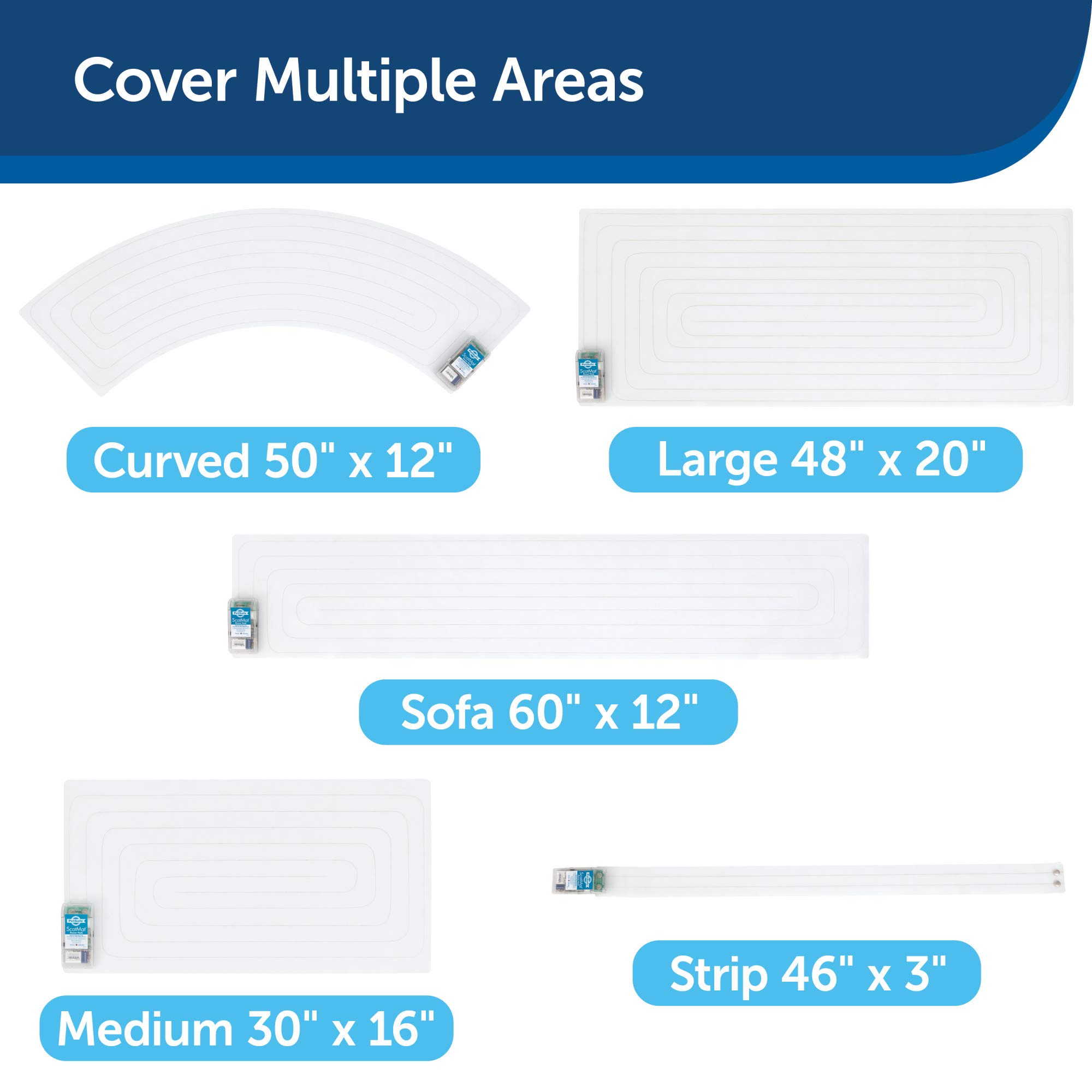 PetSafe ScatMat Indoor Pet Training Mat for Dogs and Cats - Sofa Size 12 X 60 inch - Pet Proof Your Home with This Battery-Operated Electronic Repellent Mat, includes Adjustable Correction Settings