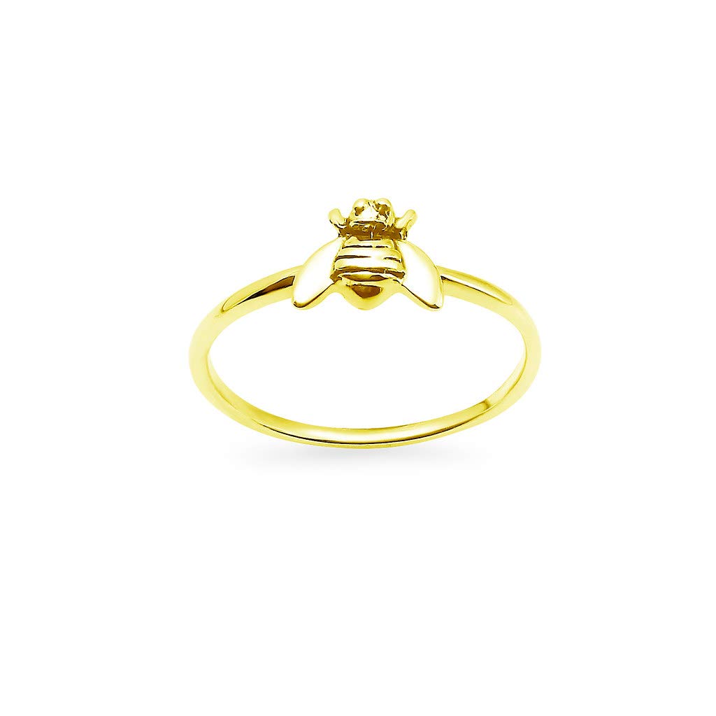 SILVERLINE JEWELRY 925 Sterling Silver Gold Overlay Dainty Honey Bee Ring, Size 9