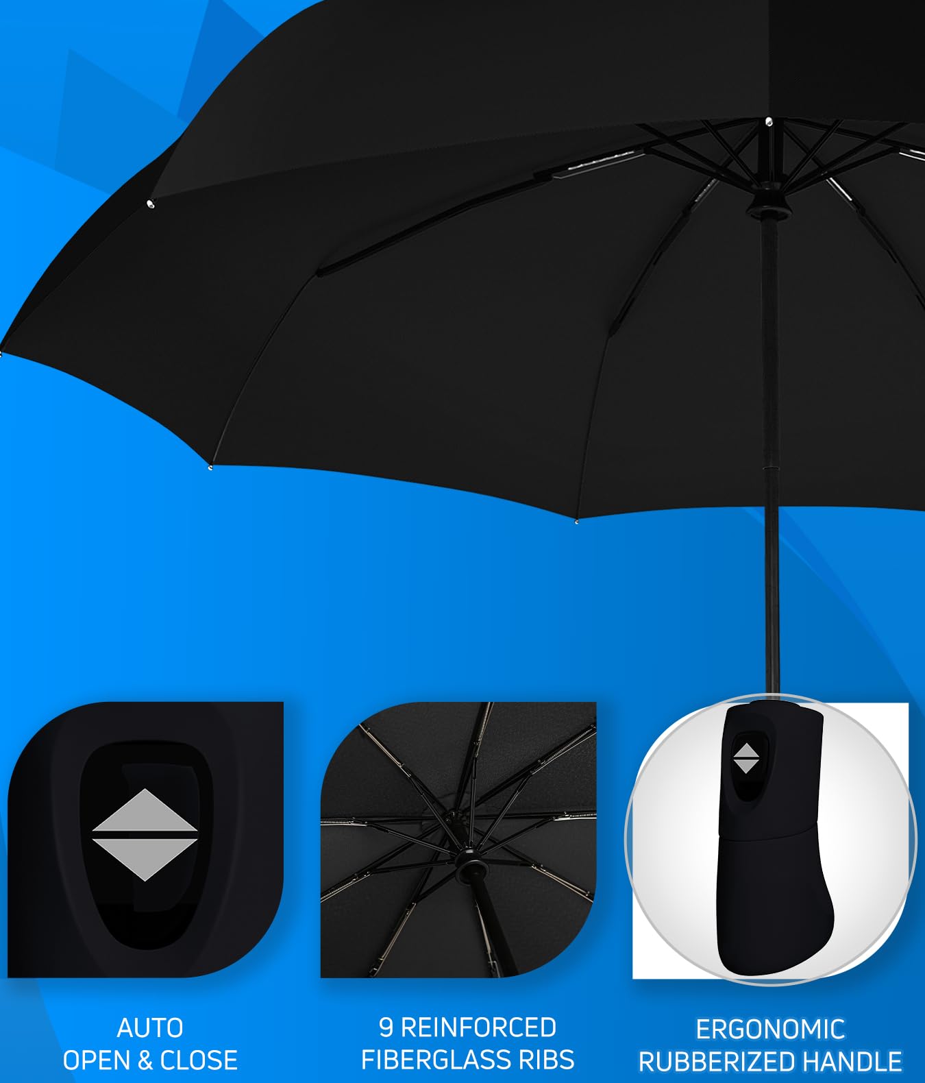 Rain-Mate Compact Travel Umbrella - Pocket Portable Folding Windproof Mini Umbrella - Auto Open and Close Button and 9 Rib Reinforced Canopy (Yellow)