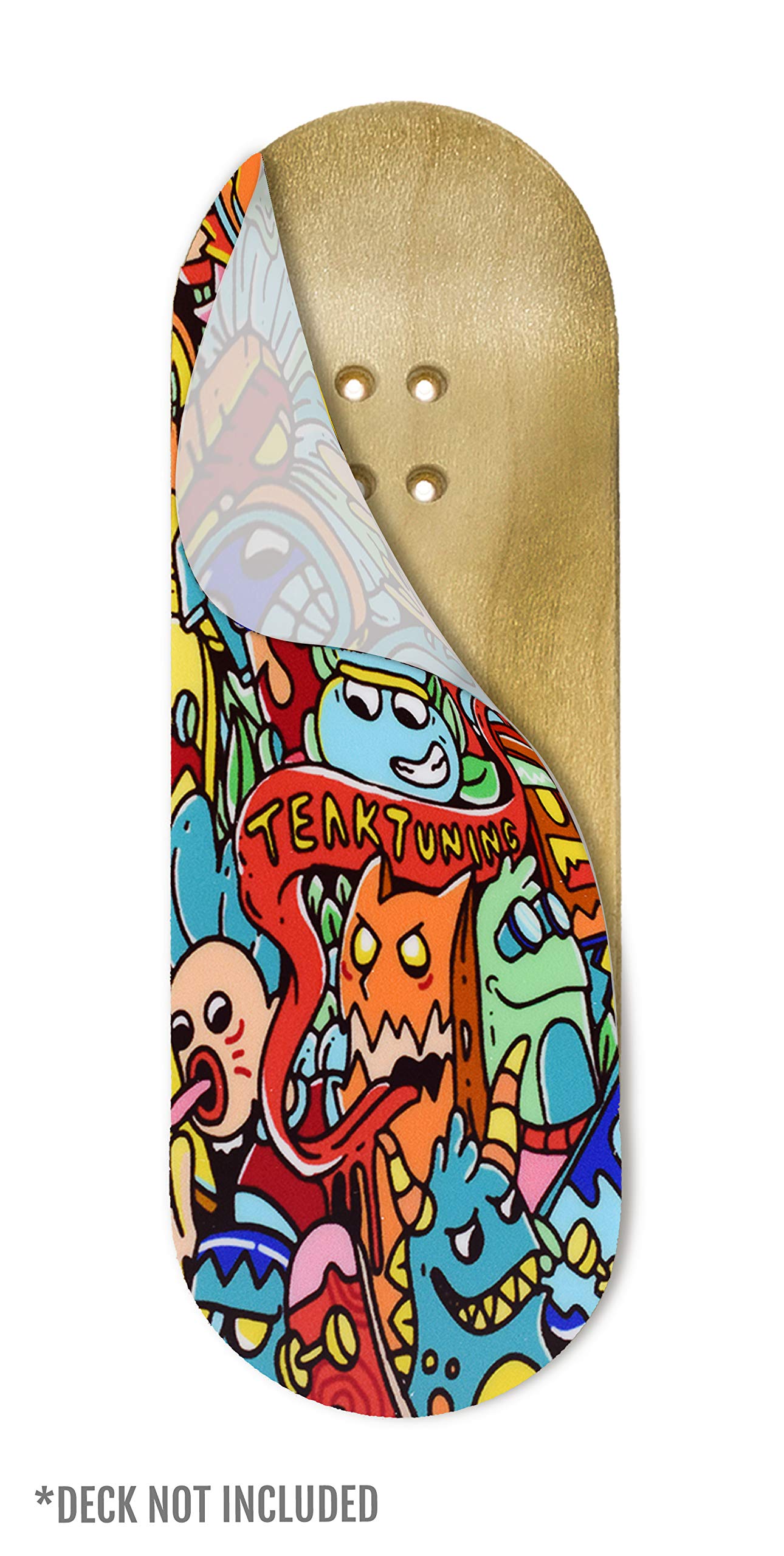Teak Tuning Fingerboard Deck Graphic, Bubble Bushings & Monsters" - Adhesive Graphics to Customize Your 35mm - 110mm Long, 35mm Wide - Waterproof Vinyl - Includes Mini File