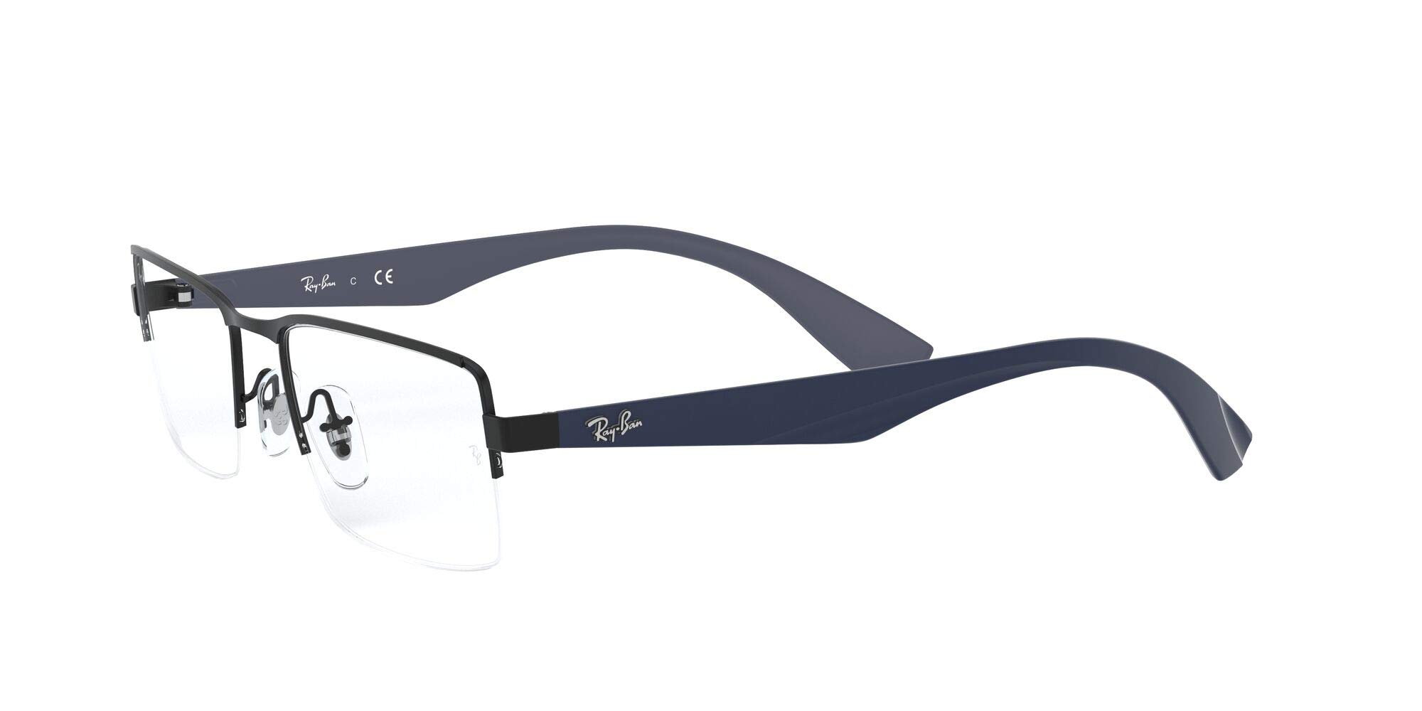 Ray-Ban Rx6331 Rectangular Prescription Eyeglass Frames, Matte Black/Demo Lens, 54 mm